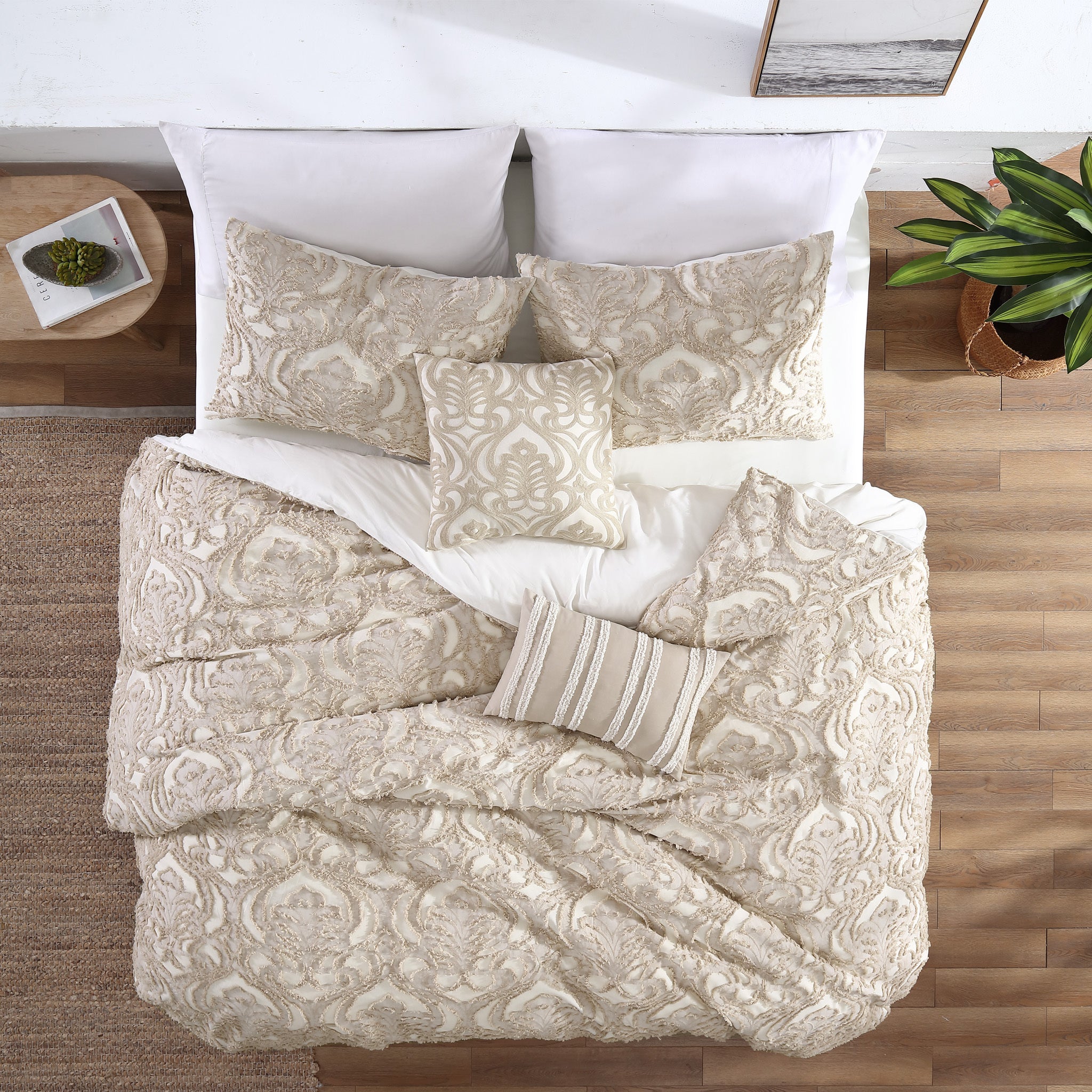 Rhea (Raima) Tan 5 pc Queen Comforter Set CAT F - Hallmart Collectibles