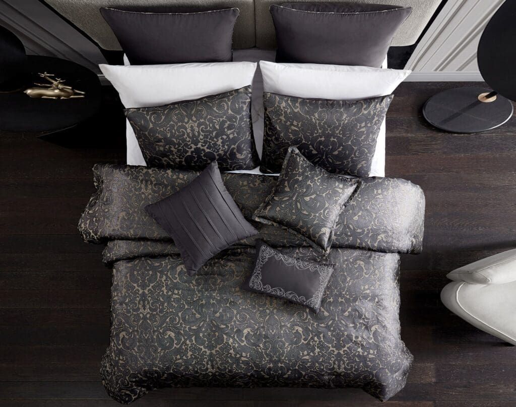 Dexton 9 pc Queen Comforter Set Tan/Black CAT C - Hallmart Collectibles