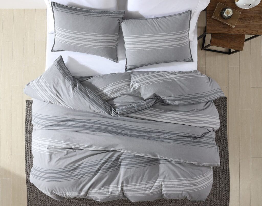 Noah Charcoal Stripe 4 pc King Comforter Set - Hallmart Collectibles
