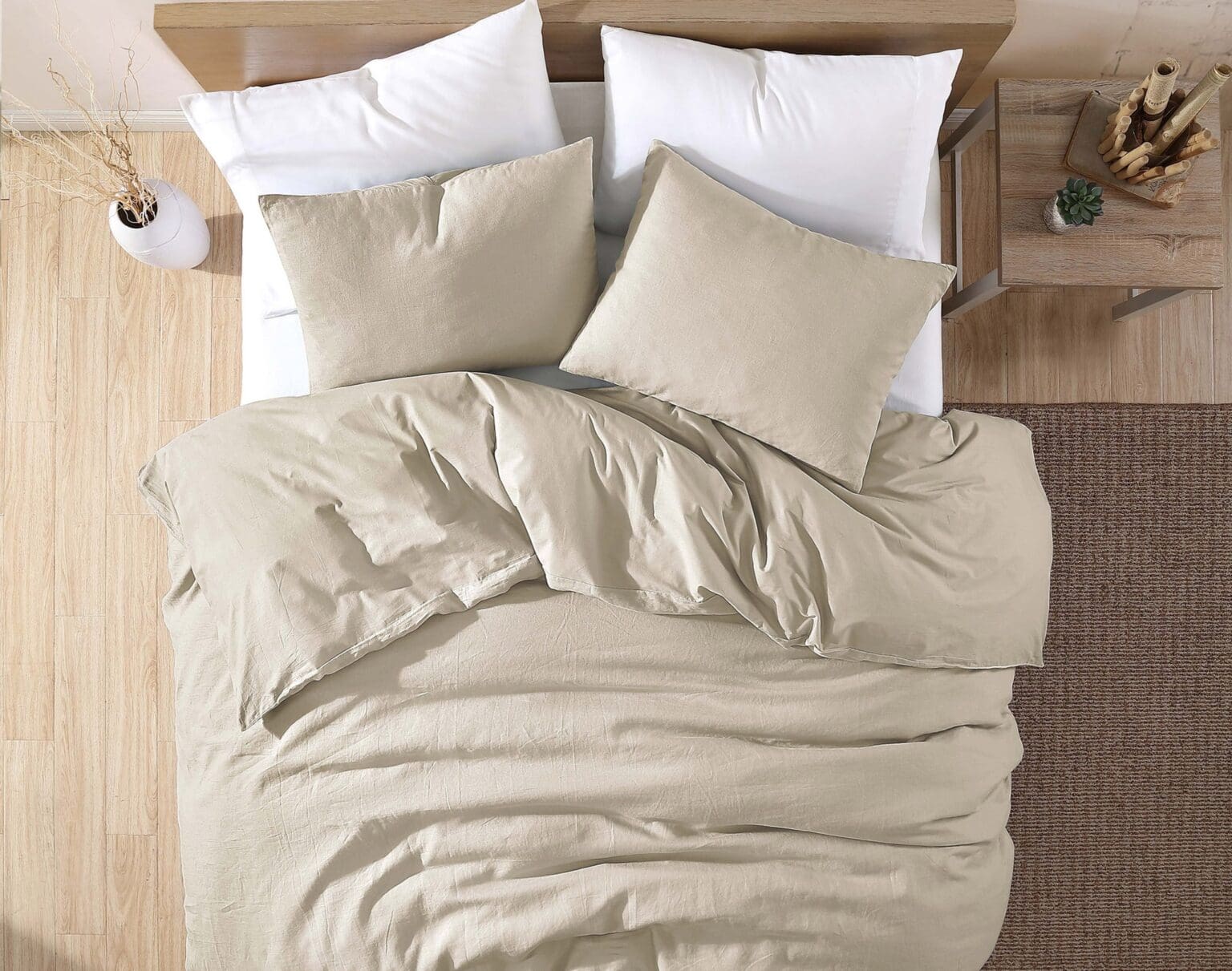 Loft Oatmeal 4 pc Queen Comforter Cover Set - Hallmart Collectibles